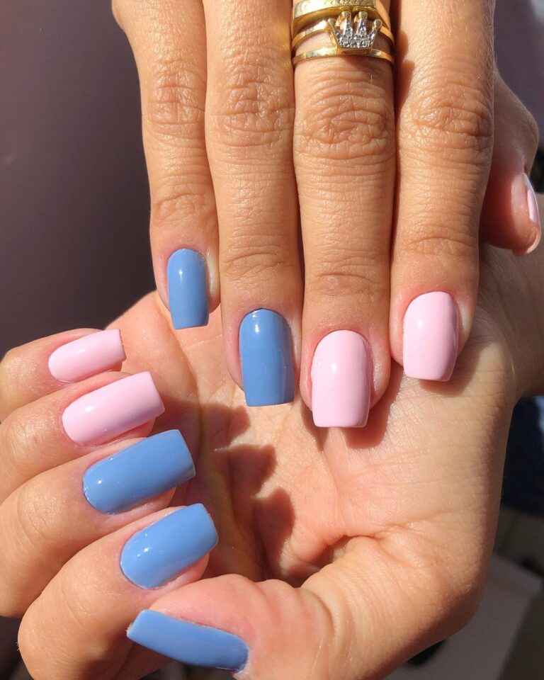 Unhas decoradas rosa e azul: A combinação perfeita - Portal Zoe