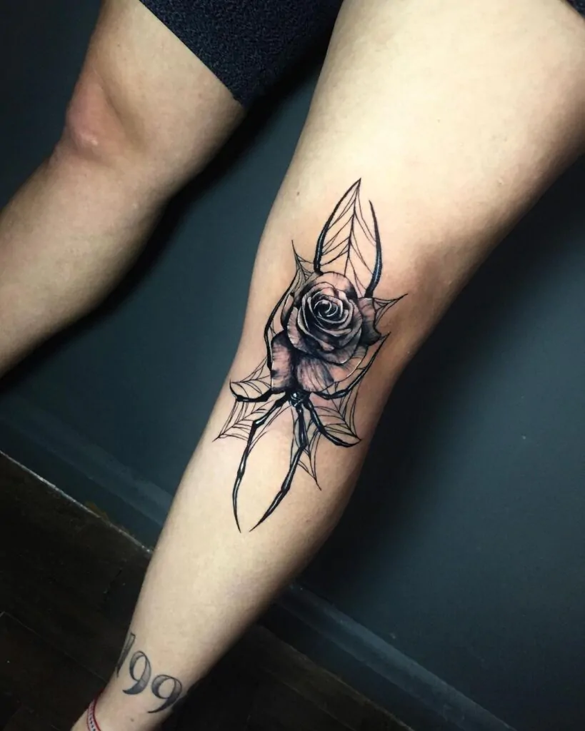 A elegância da tatuagem feminina na perna flores - Portal Zoe